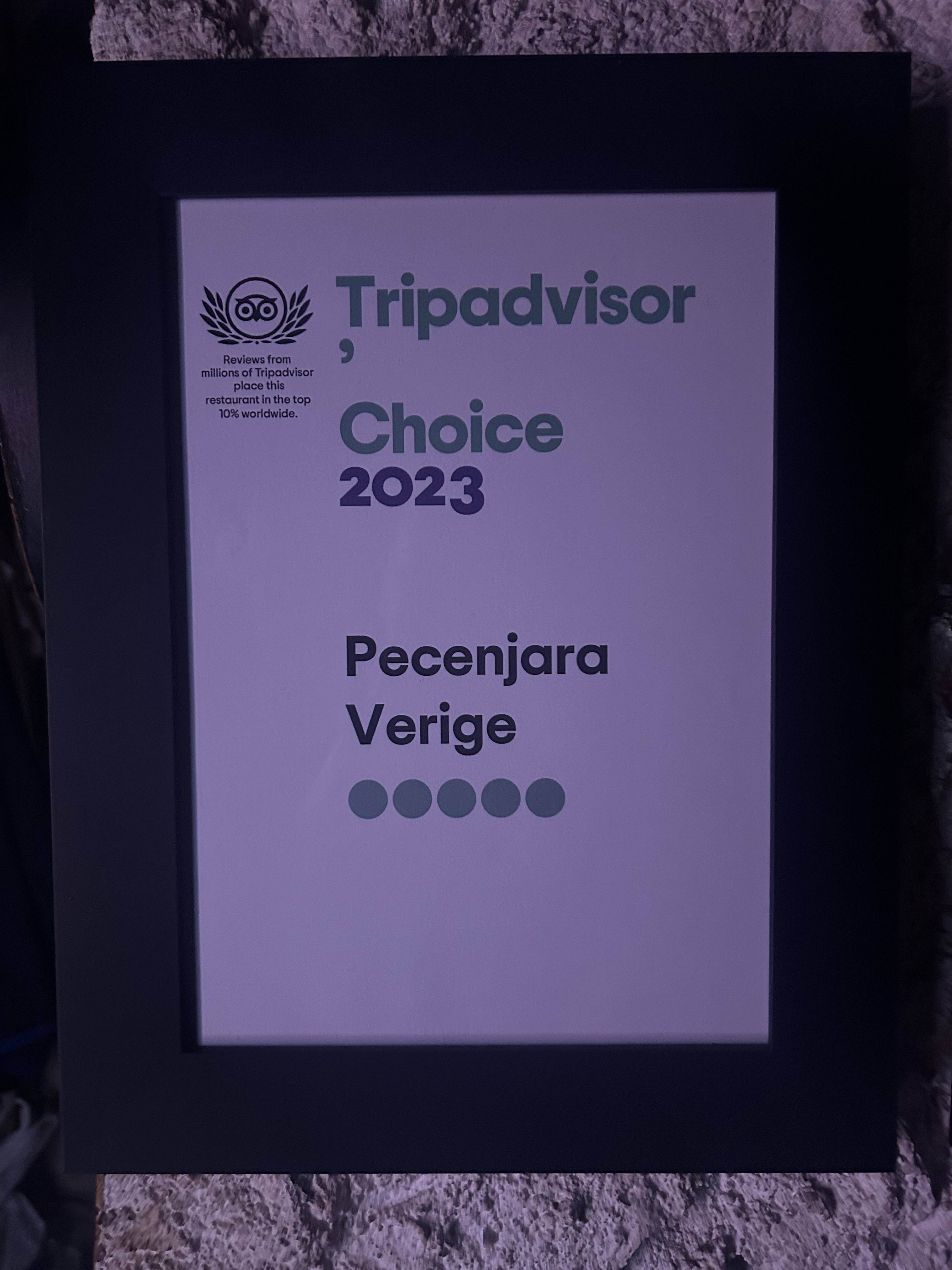 Priznanja – Restoran Verige Cetinje